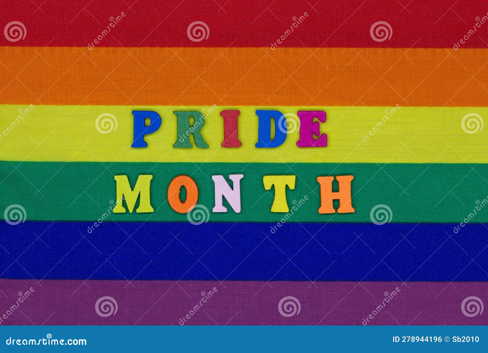 Pride Month Letters On The Lgbt Flag Background Rainbow Flag Is A
