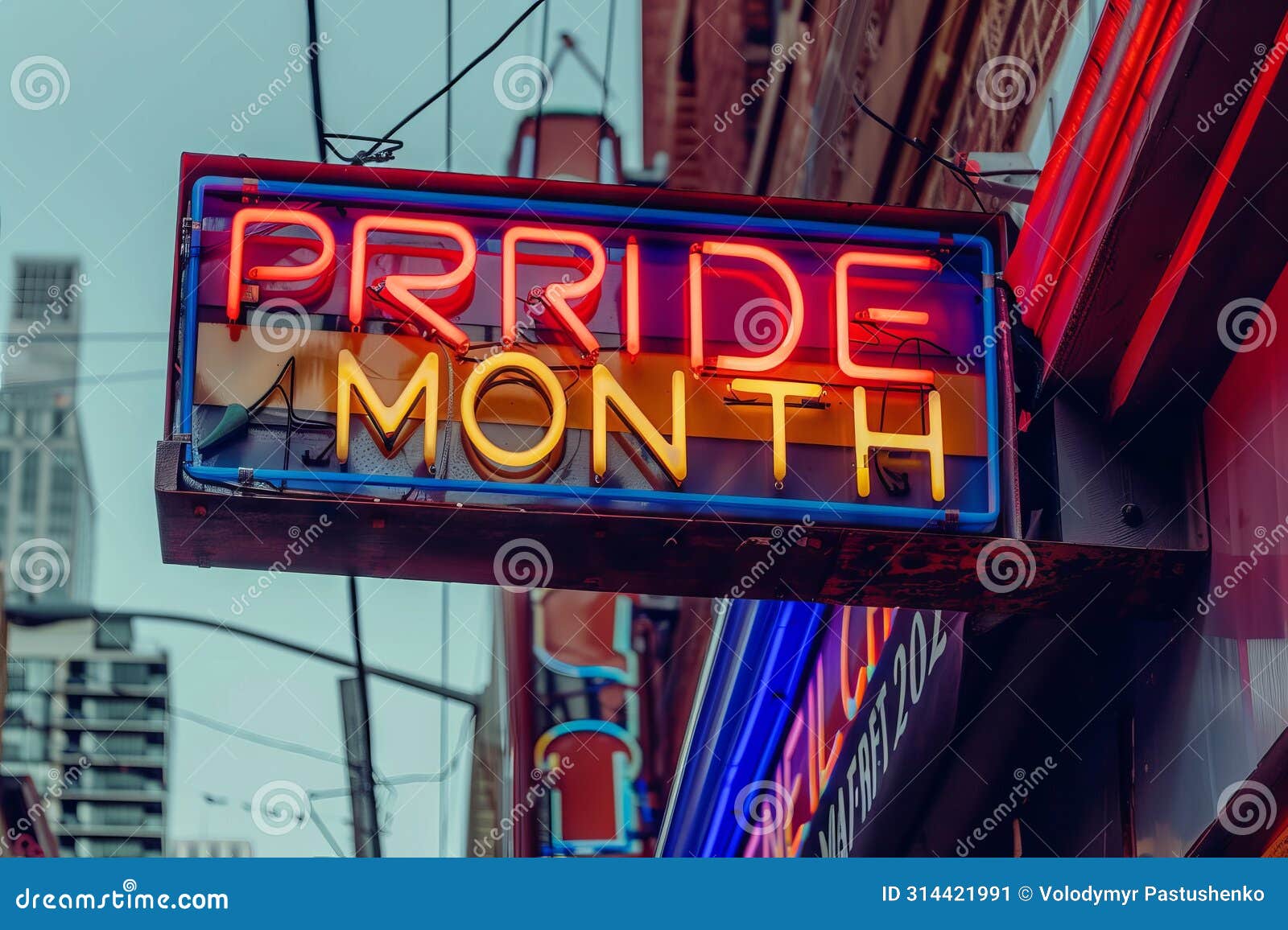 Pride Month Sign on a City Street Stock Image - Image of light, text ...
