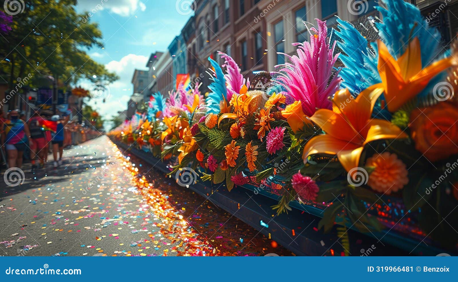 A Pride Parade Float with Vibrant Decorations Wide Shot Stock Image ...