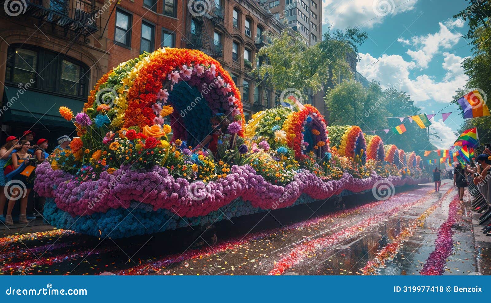 A Pride Parade Float with Vibrant Decorations Wide Shot Stock Photo ...