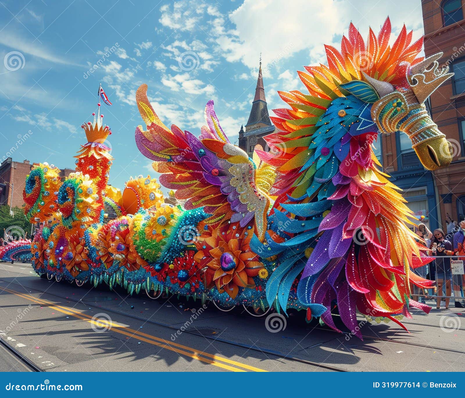 A Pride Parade Float with Vibrant Decorations Wide Shot Stock Photo ...
