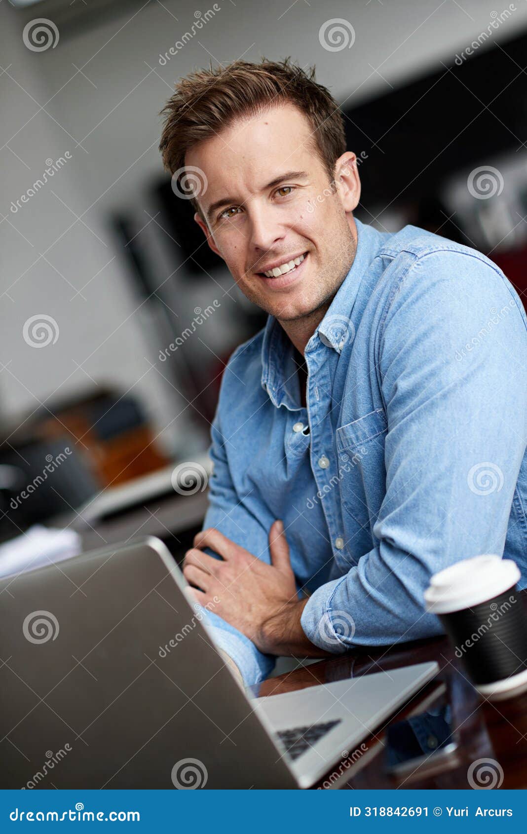 Pride, Portrait and Businessman with Computer in Office, Web Solution ...