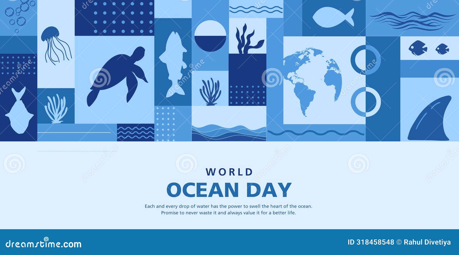 World Oceans Day Design with Underwater Ocean Stock Vector ...
