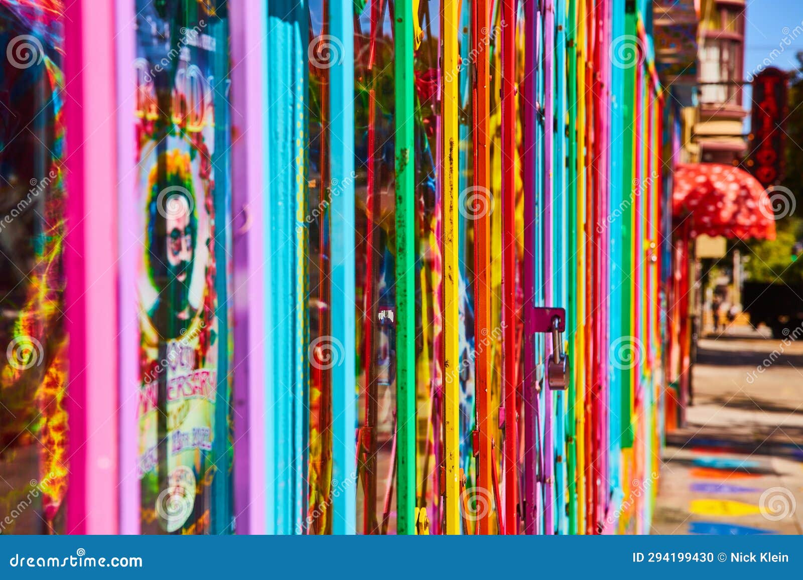 Pride Rainbow Gate with Padlock Side View Along Street Editorial Image ...