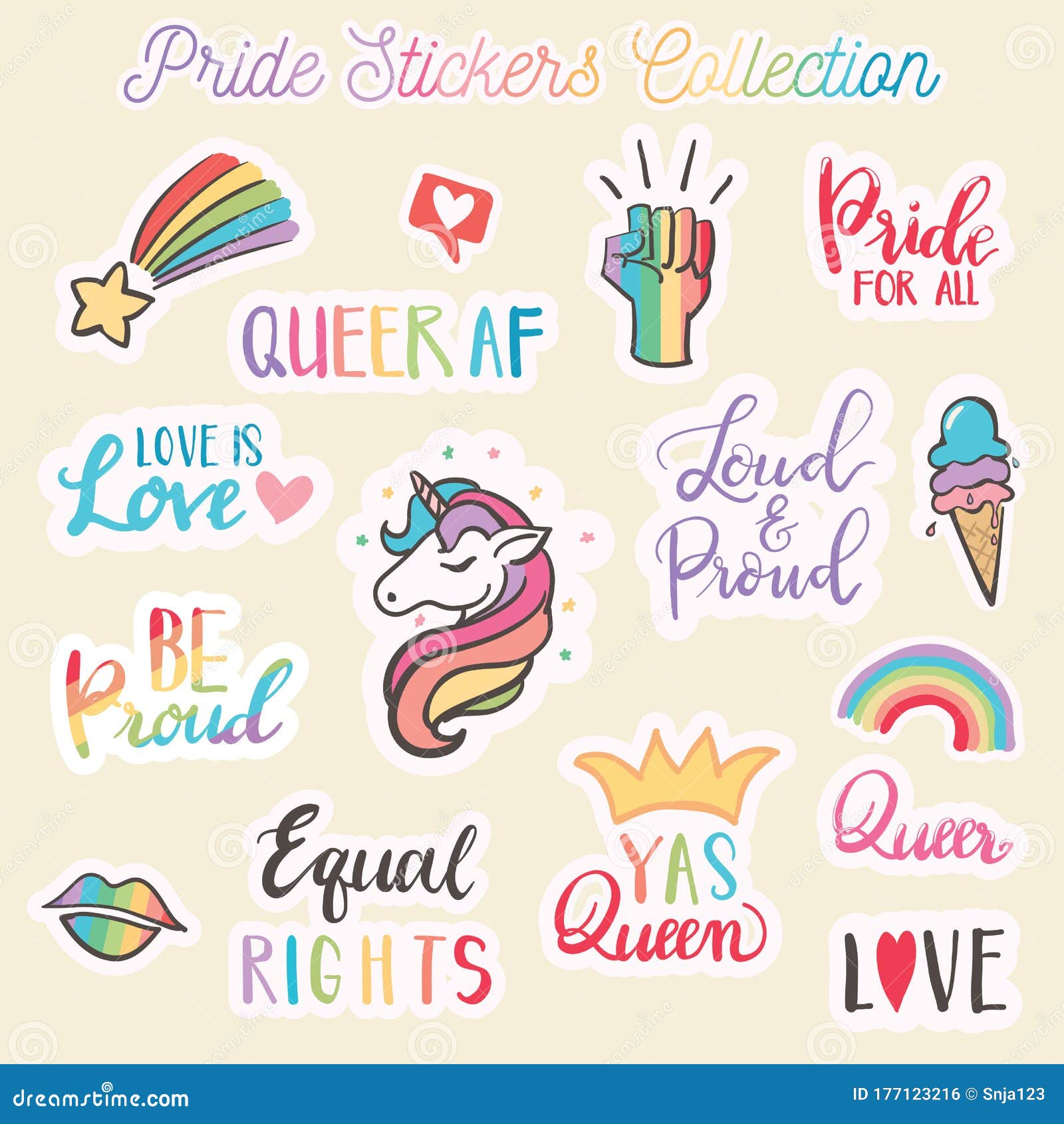 Hand Drawn Gay Pride Stickers Collection - Vector Stock Vector ...