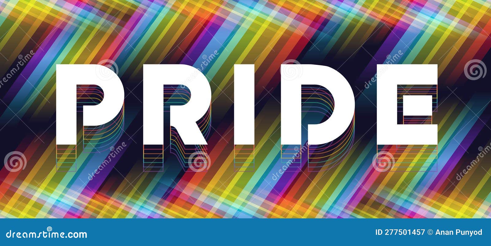 Pride Text on Abstract Rainbow Stripe Cross Line Light Shape on Dark ...