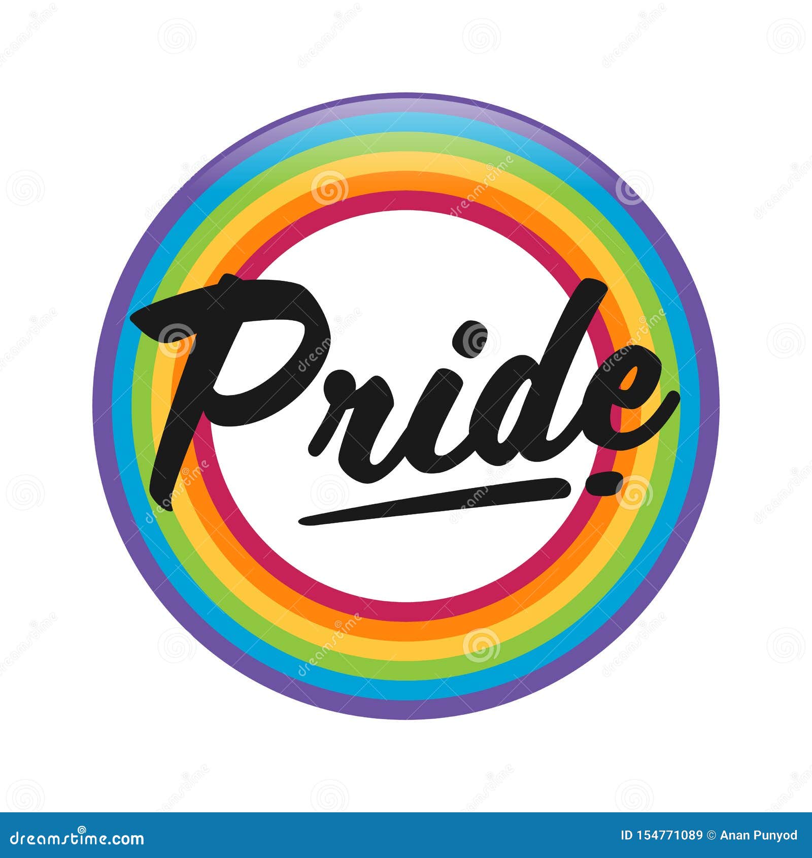 Pride Text On Rainbow Flag Circle Ring Vector Design Stock Vector