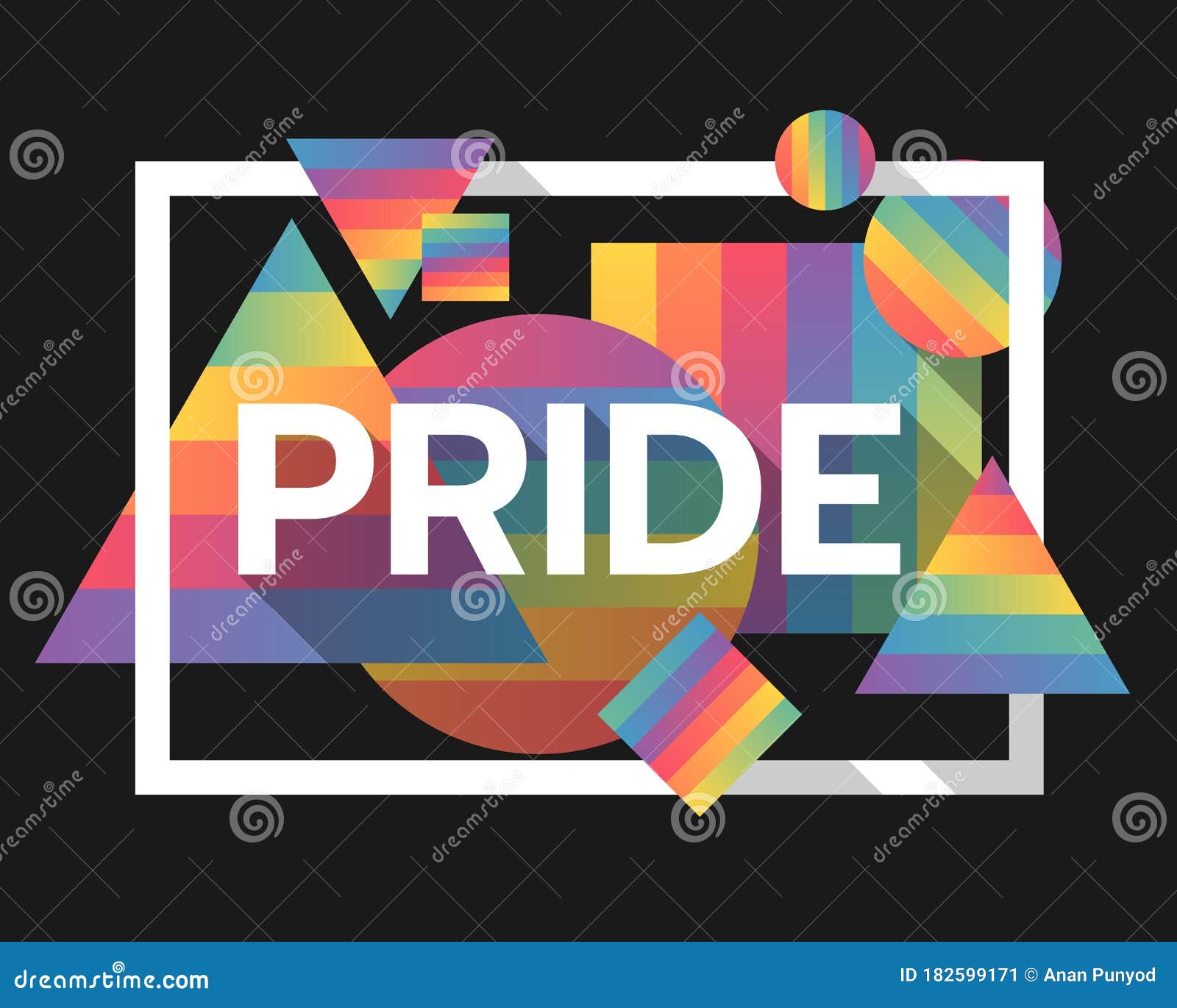 Pride Text With Waving Rainbow Pride Flag Texture And White Boder Line ...