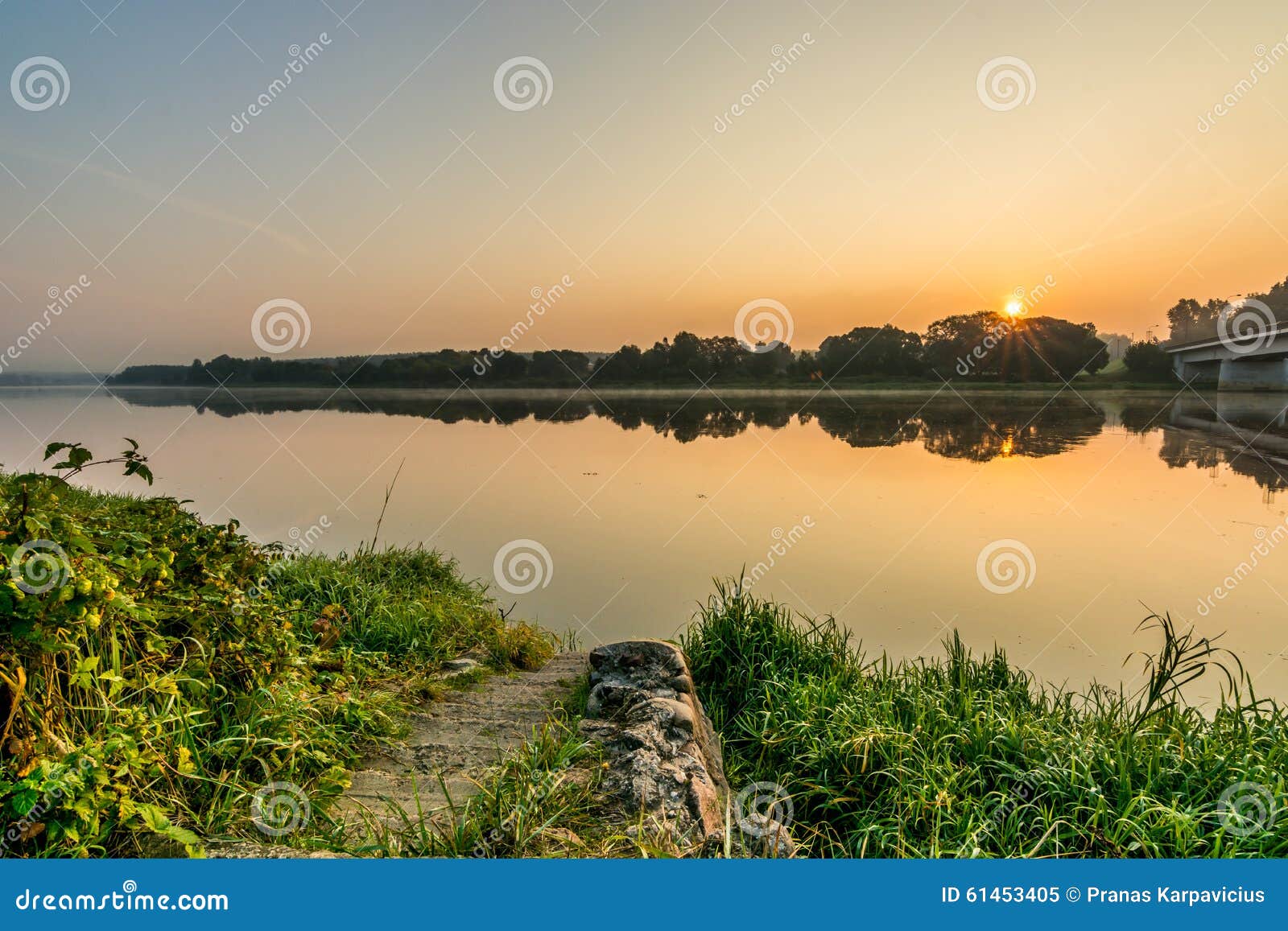 Prienai Bridge stock image. Image of sunrise, sunset - 61453405