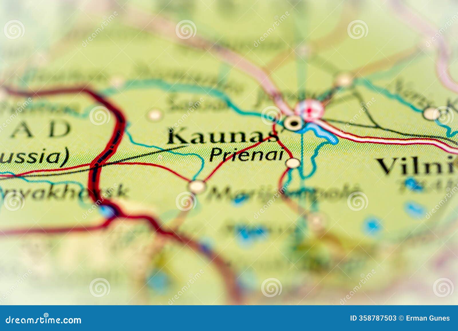 Prienai, Lithuania Highlighted on a World Map Stock Image - Image of ...