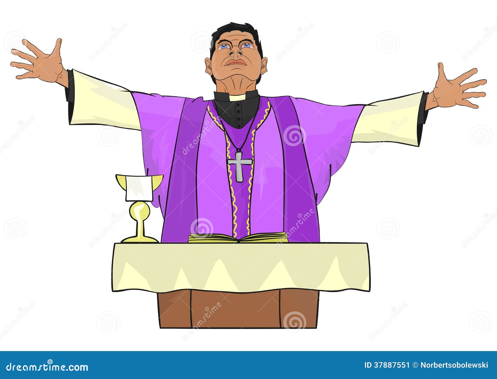 Pastor Mass Praying Worshiping God Church Illustration Royalty-Free ...
