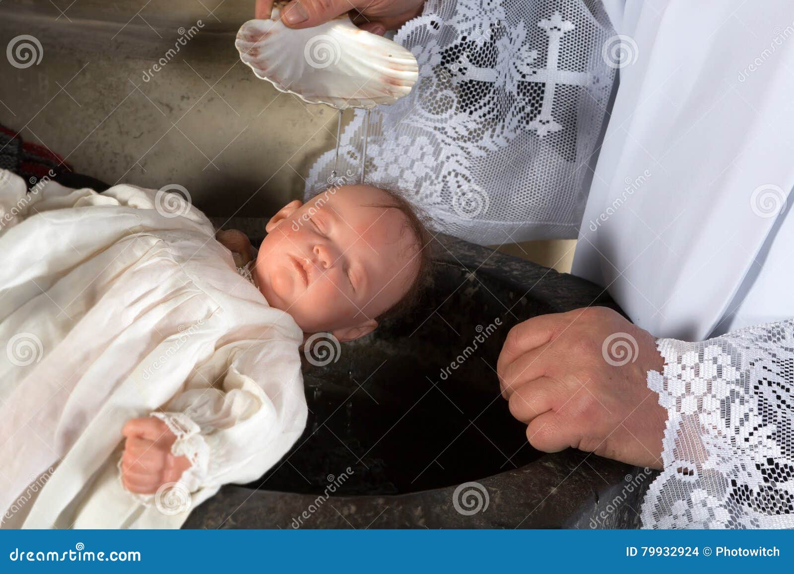 Priest baptizing baby stock photo. Image of child, water - 79932924
