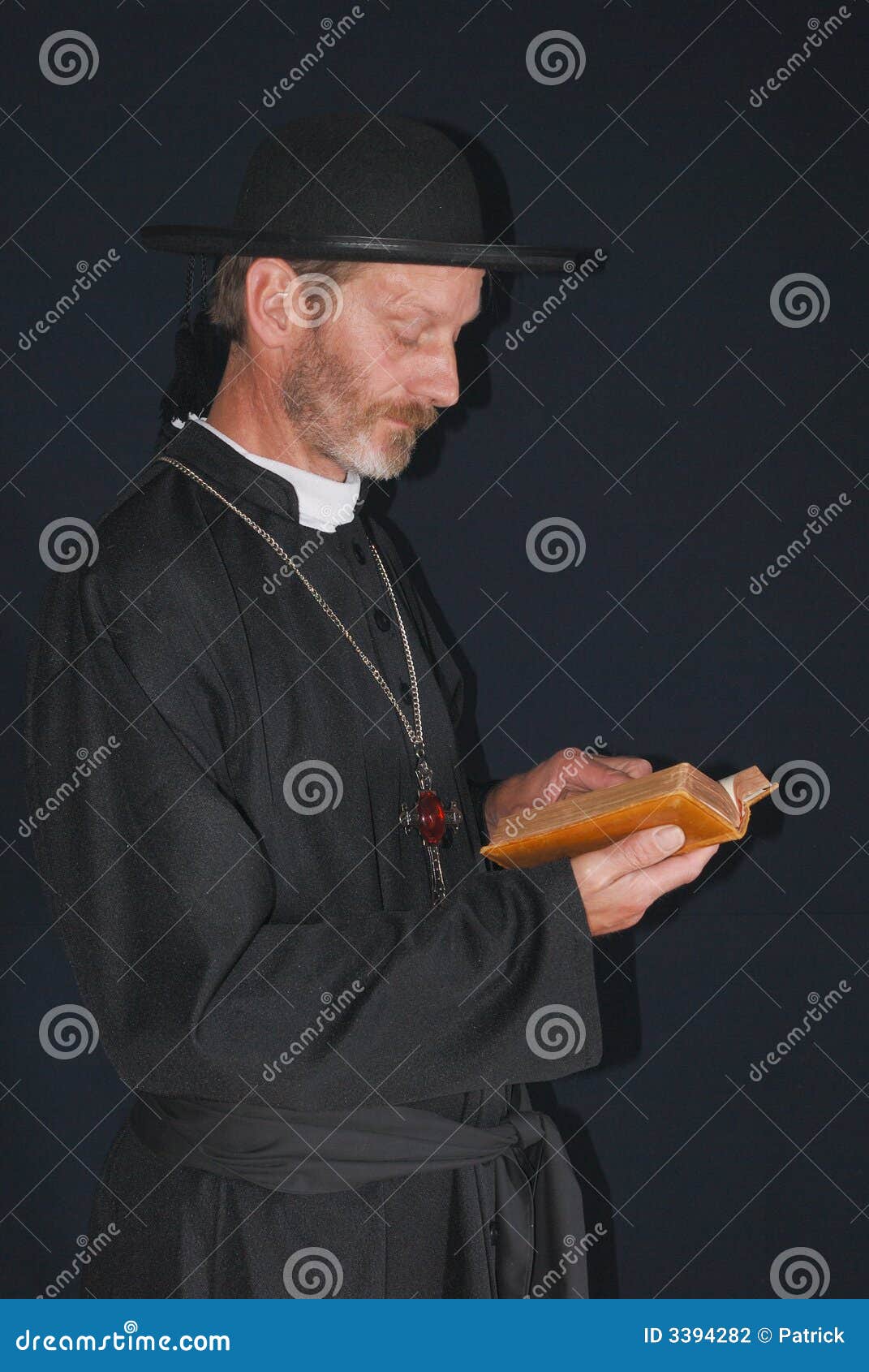 Priest with bible stock photo. Image of pray, cloister - 3394282