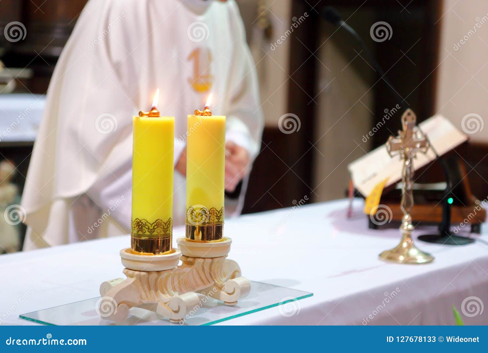 Priest Celebrate Mass at the Church Stock Image - Image of communion ...