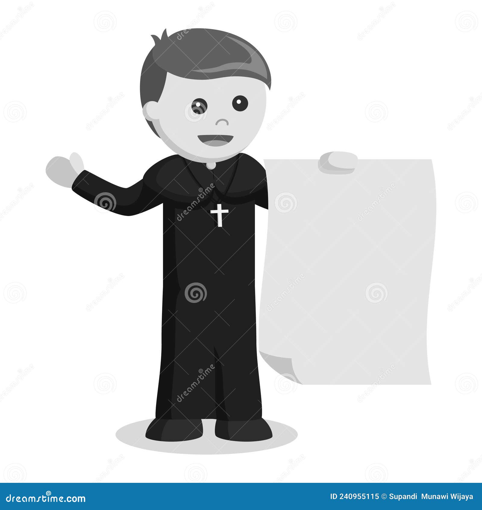 Priest Character Profession Design Vector Black and White Stock Vector ...