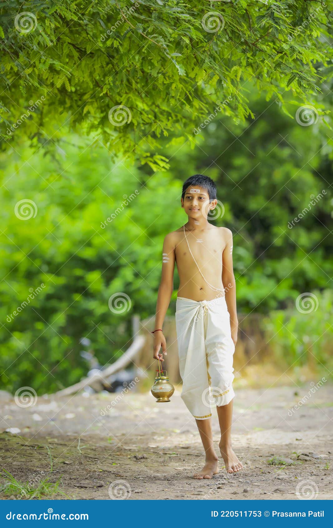 A Priest Child Walking at Forest Stock Image - Image of dhoti, charity ...