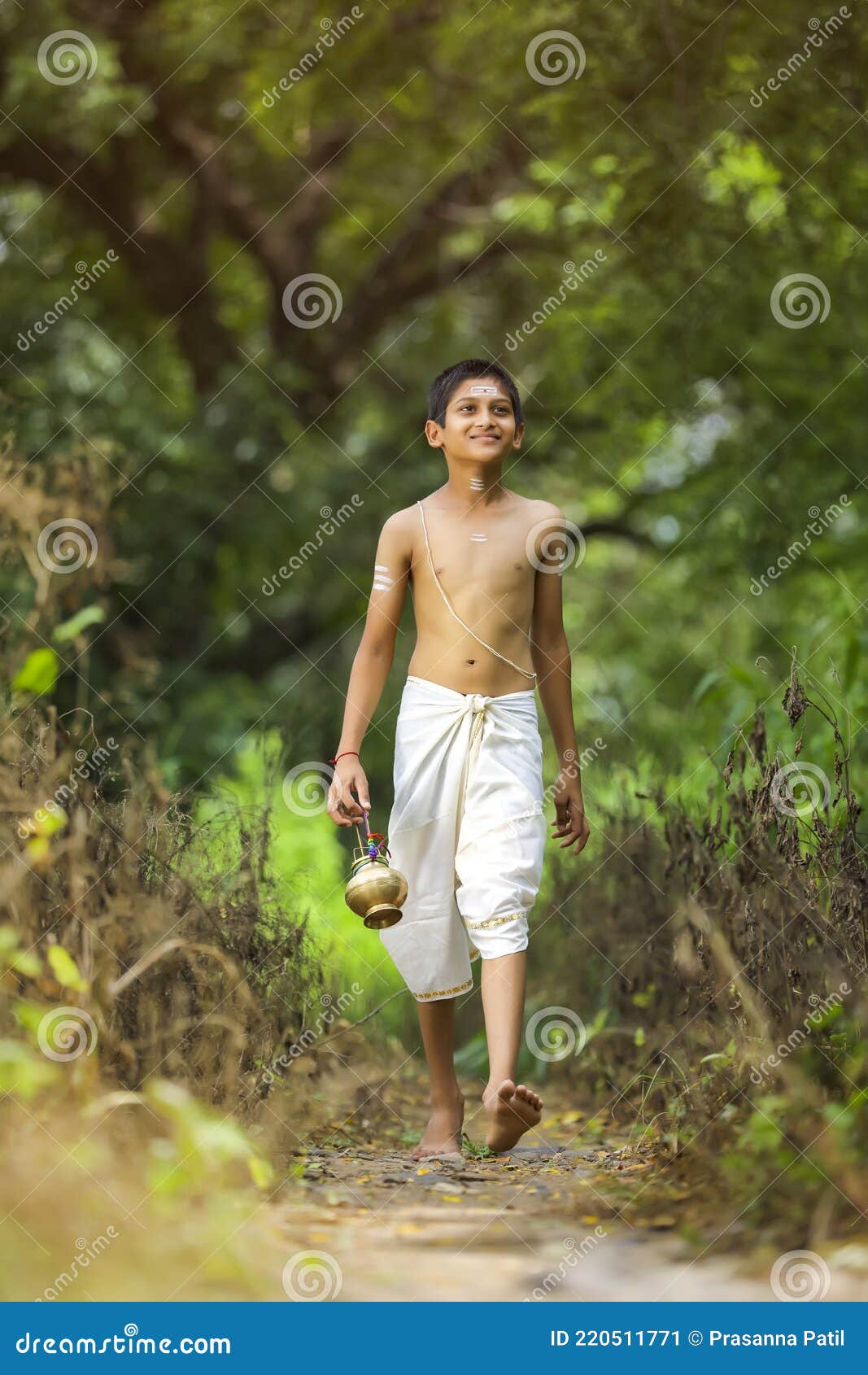 A Priest Child Walking at Forest Stock Image - Image of brahmin ...