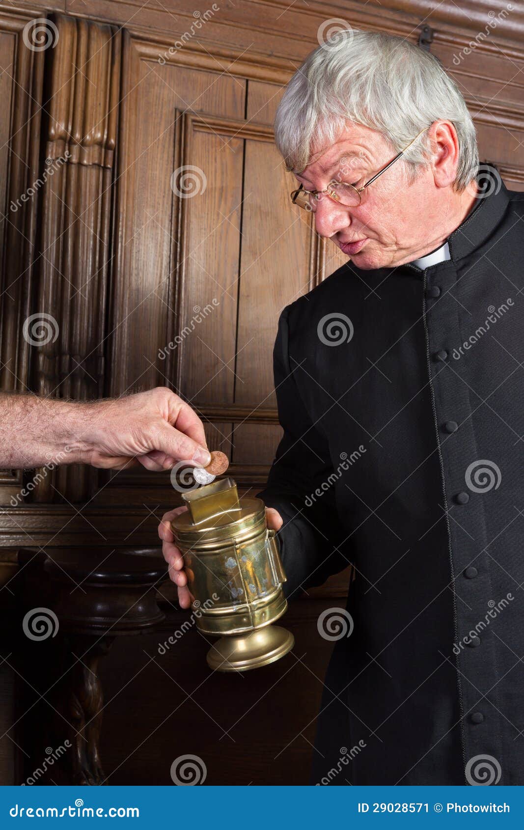 Priest collecting money stock image. Image of copper - 29028571