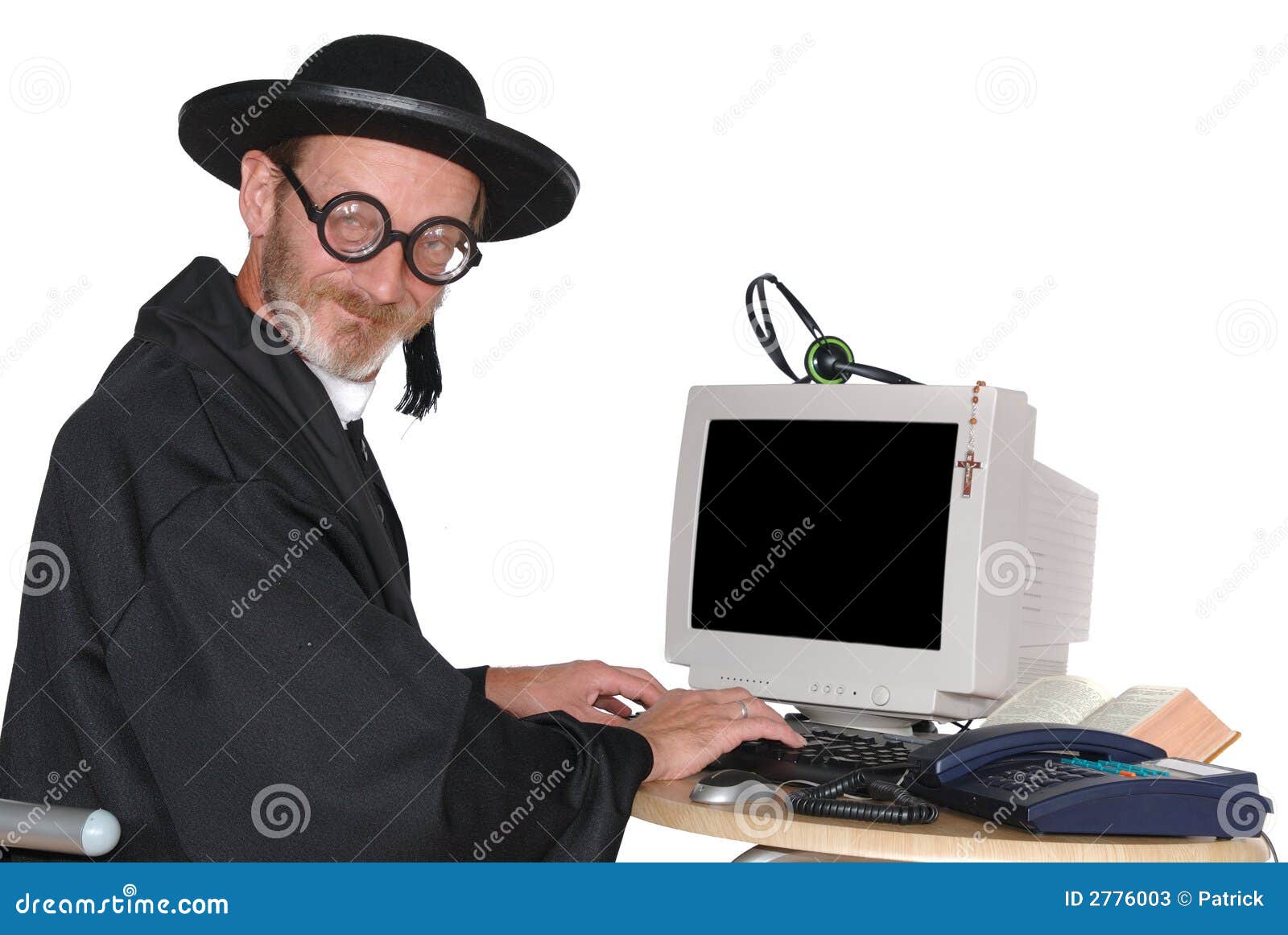 Priest on computer stock image. Image of spirituality - 2776003