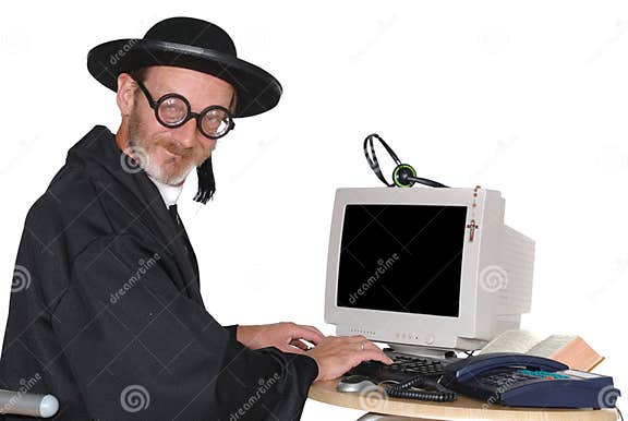 Priest on computer stock image. Image of spirituality - 2776003
