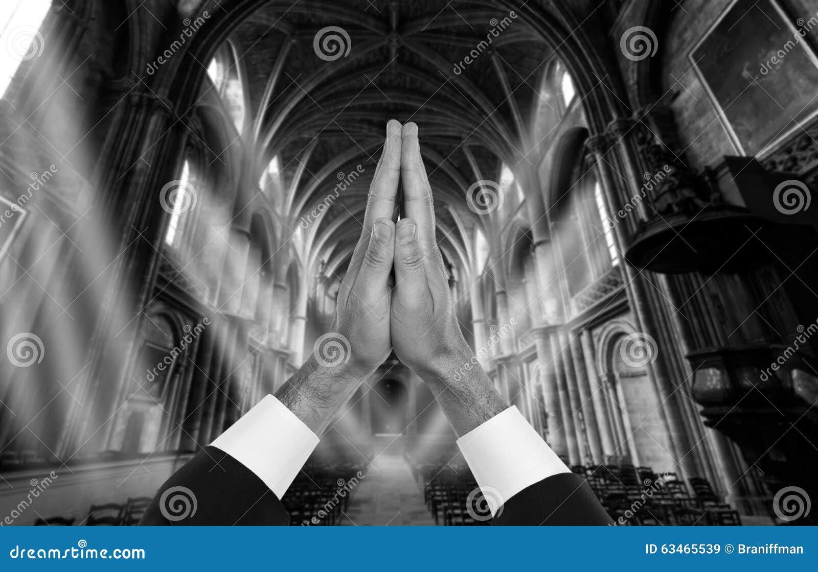 Priest Hands Raise A Sacramental Wafer With Light Stock Photo ...