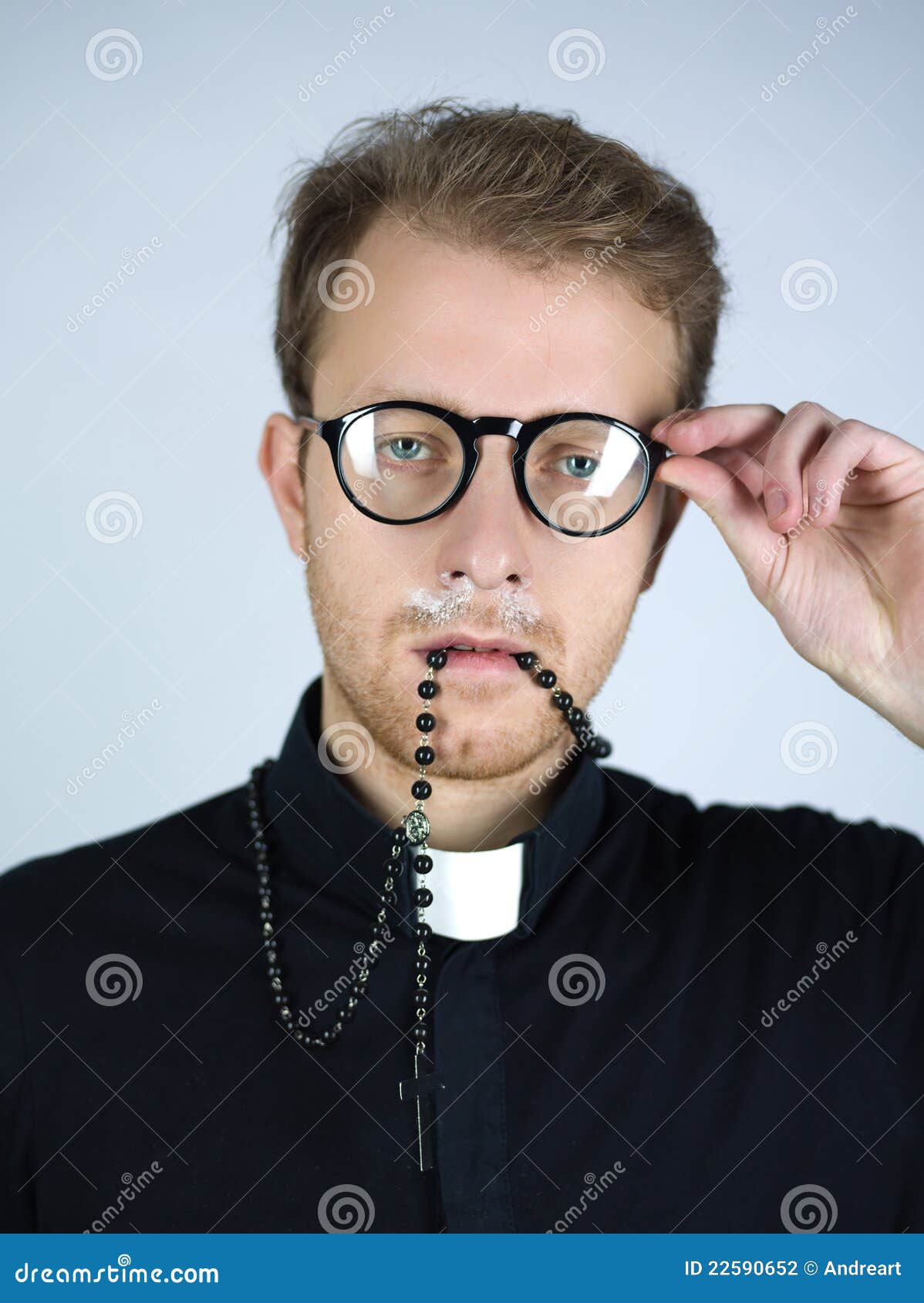 Priest high on drugs stock photo. Image of bead, collar - 22590652