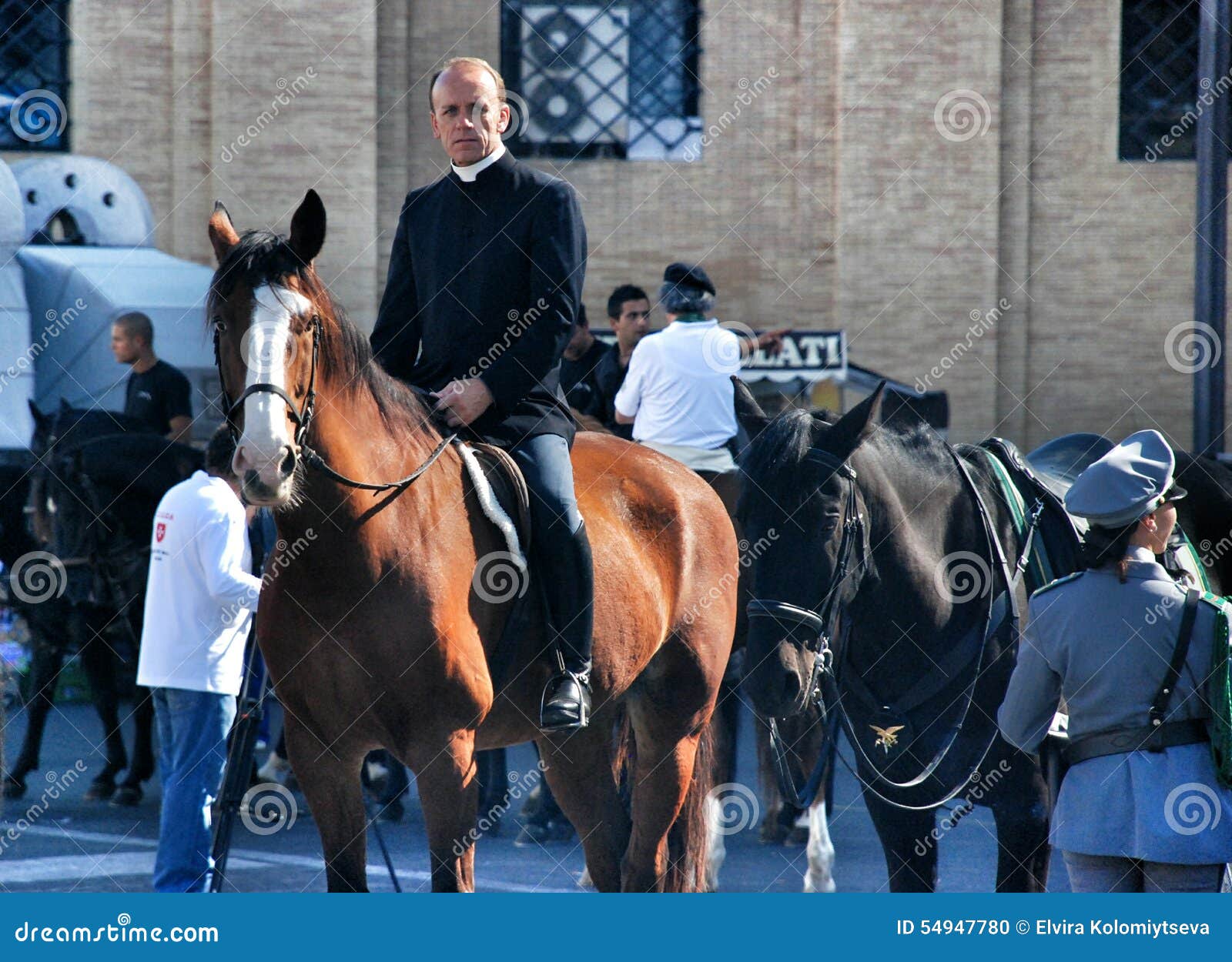 Priest on a Horse in St. Peters Square Editorial Image - Image of duomo ...