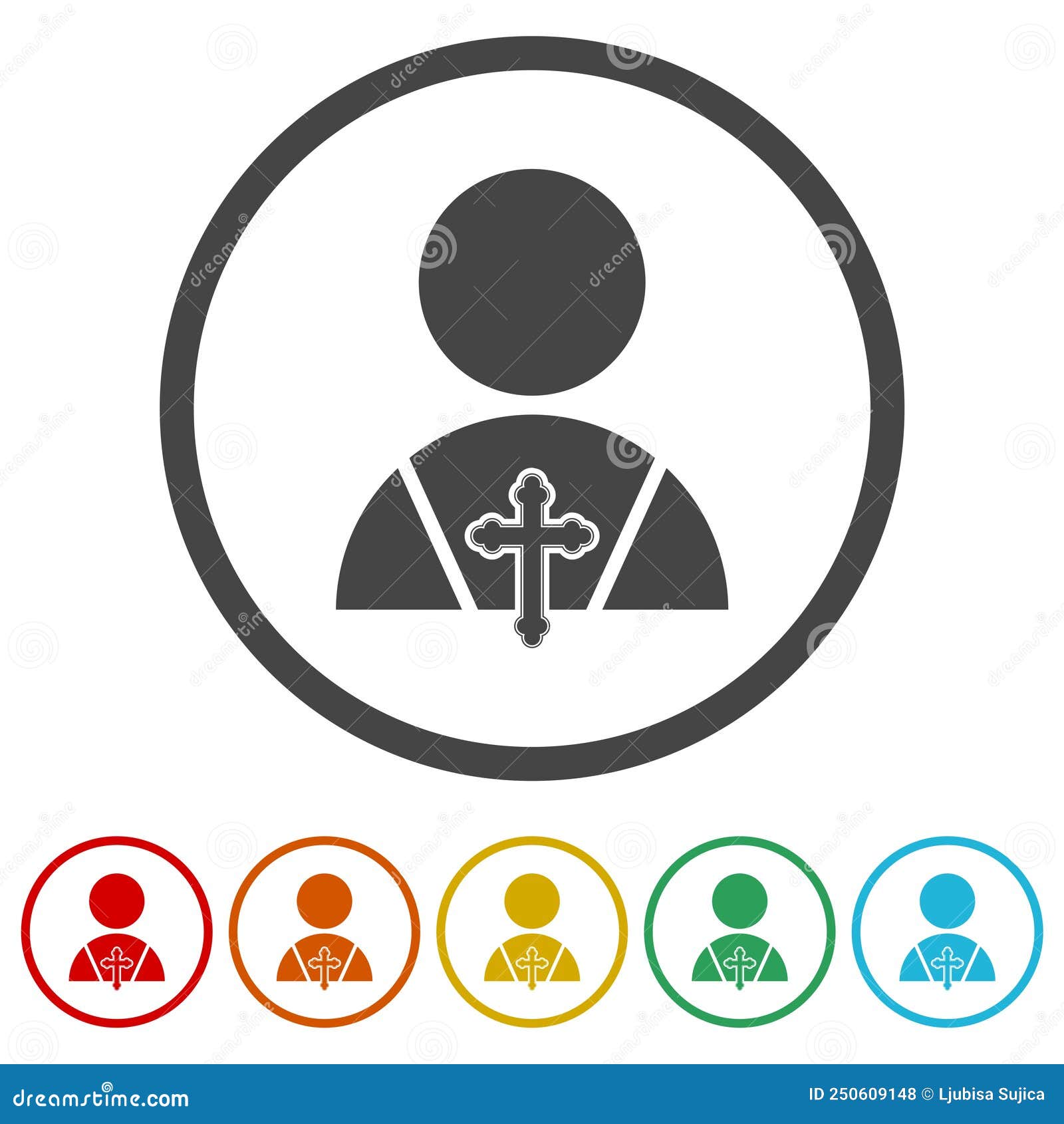 Priest Icons in Color Circle Buttons Stock Vector - Illustration of ...