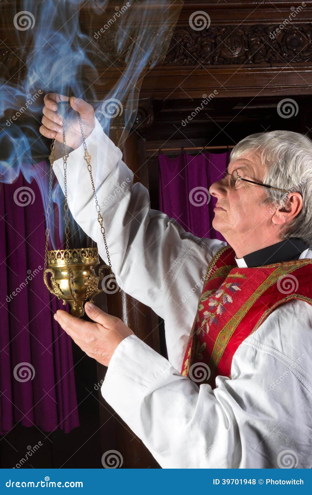 Priest with incense burner stock photo. Image of sacrifice - 39701948