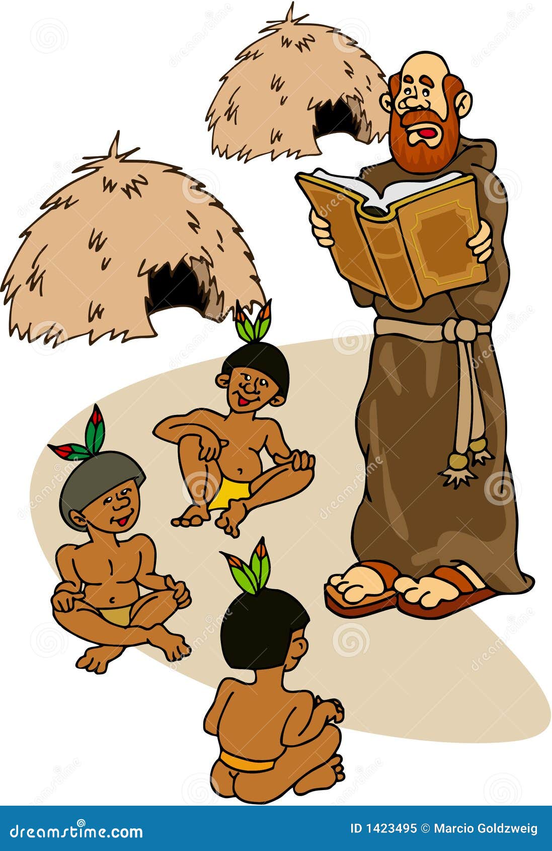 Priest with Indians stock illustration. Illustration of drawing - 1423495