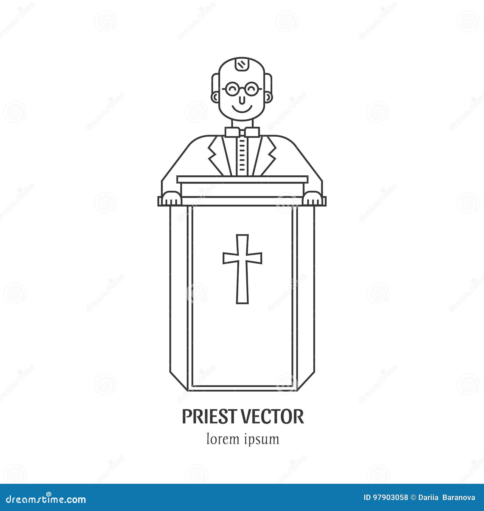 Priest Line Icon. Christian Vector Illustration Isolated On White ...