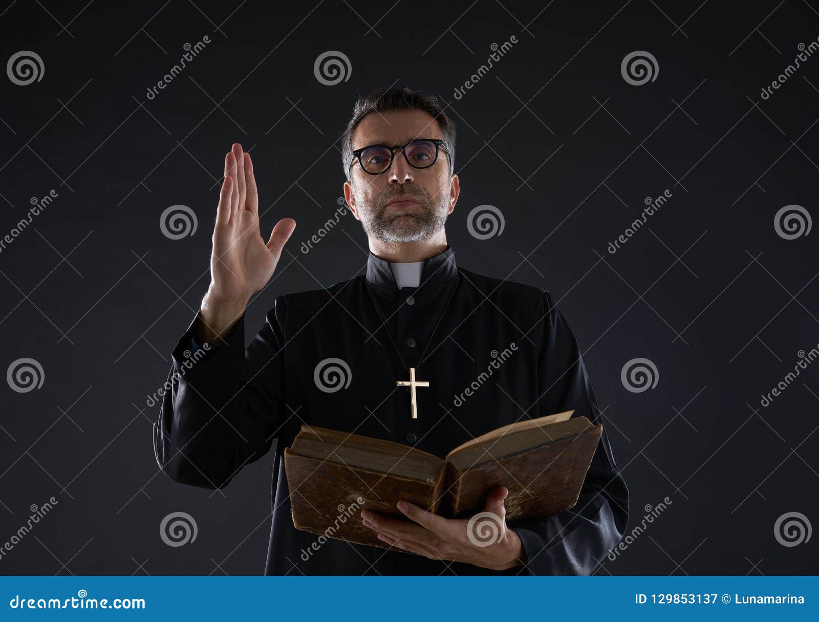 Priest Male Blessing Hand with Holy Bible Stock Image - Image of ...