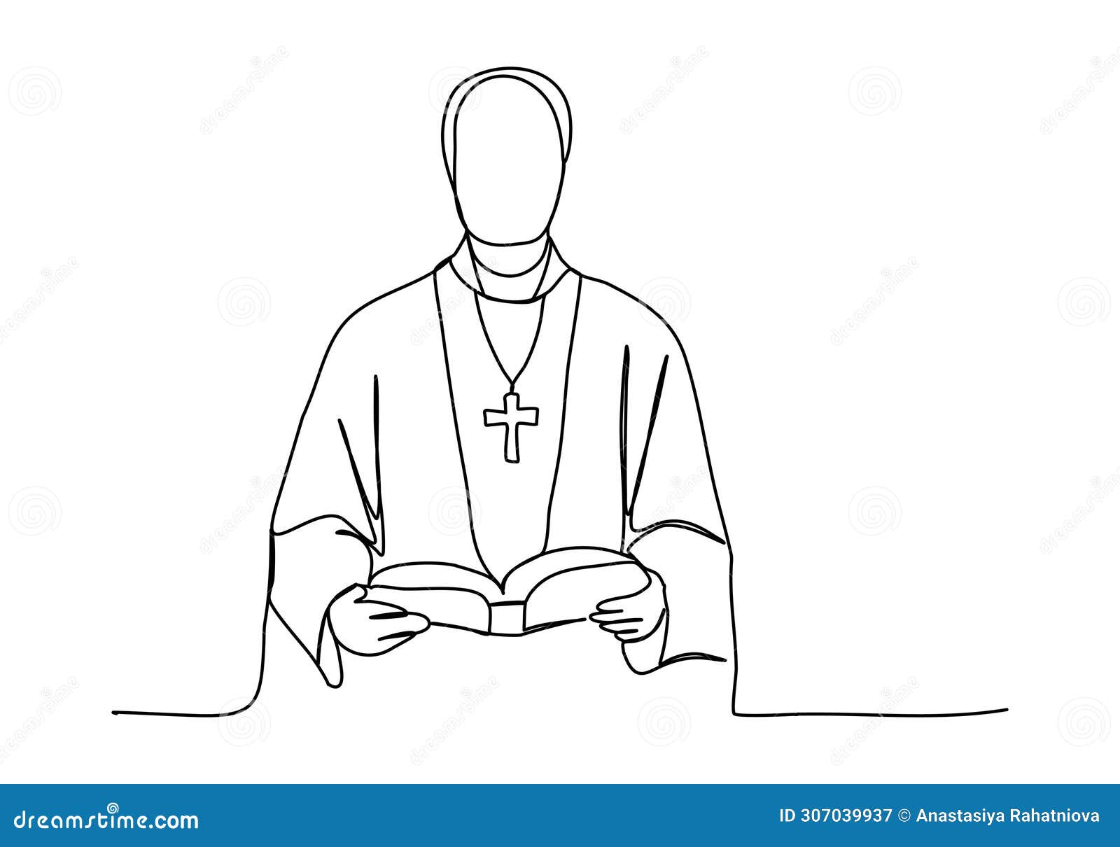 Priest, One Line Drawing Vector Illustration Stock Vector ...