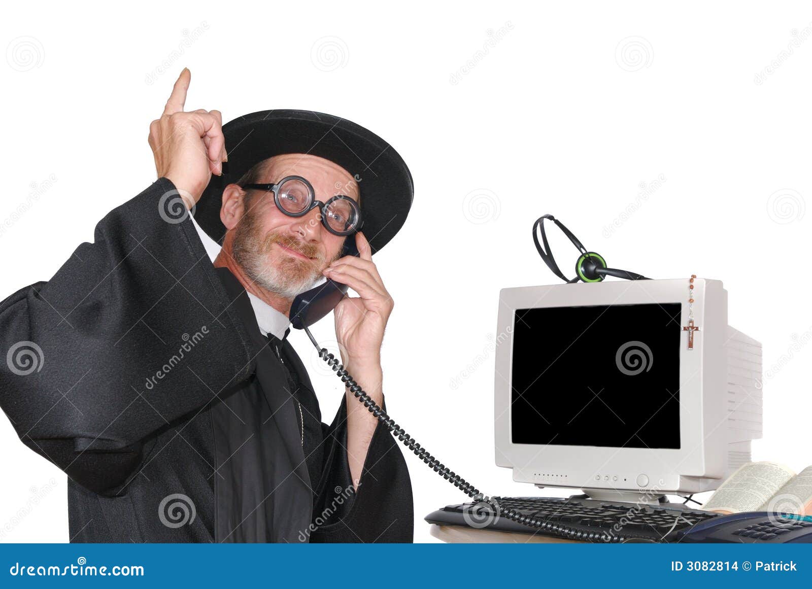 Priest on phone stock photo. Image of poverty, computer - 3082814