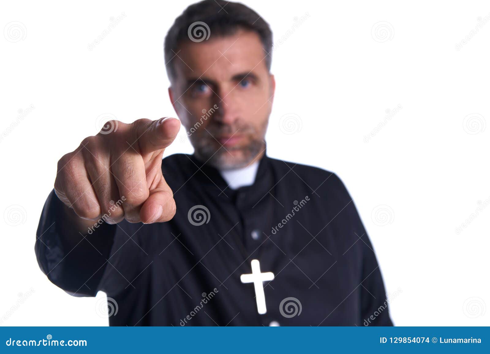 Priest Pointing Finger Front As a Blame Stock Photo - Image of belief ...