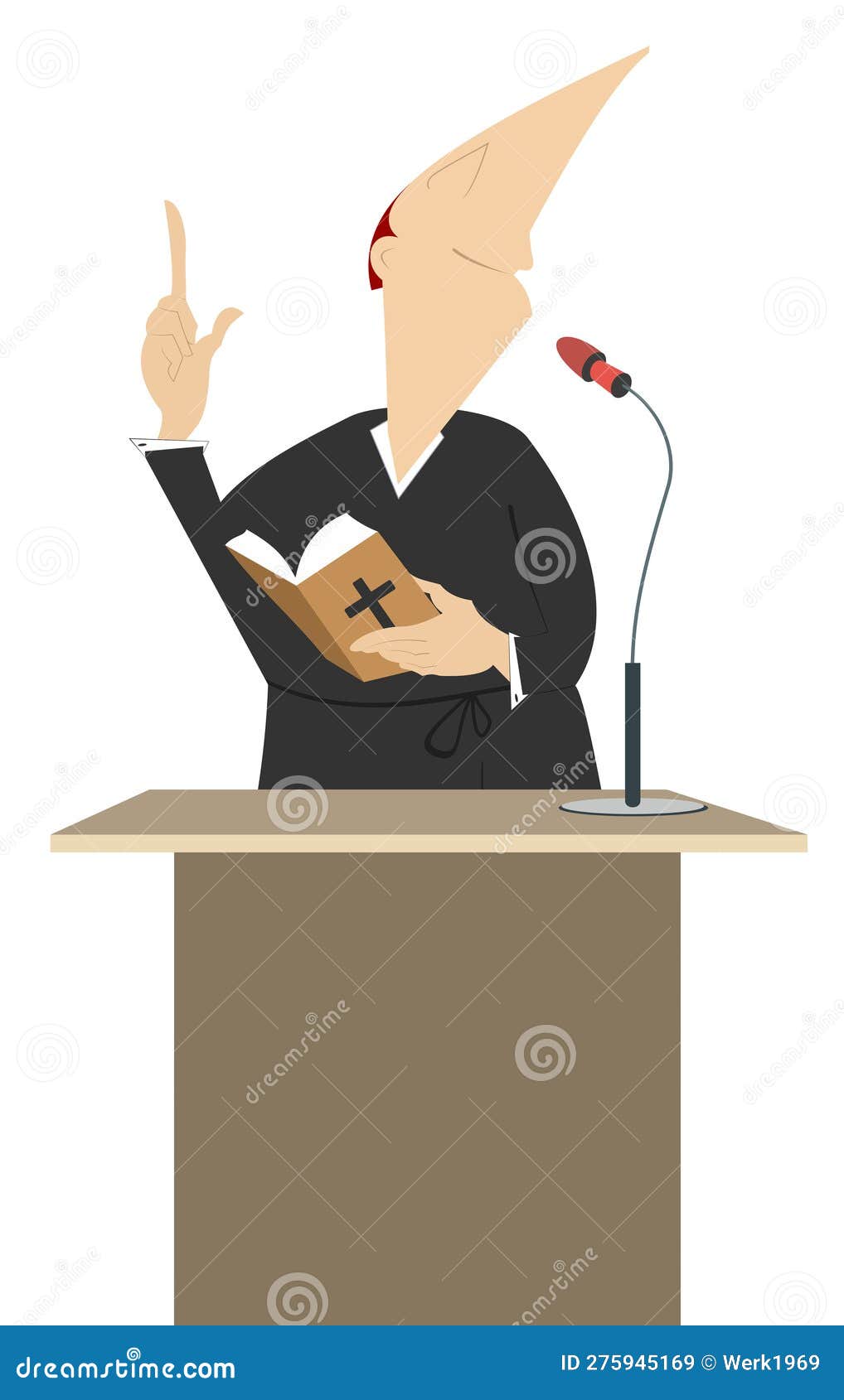 Priest Preaching At Podium. In God We Trust Cartoon Vector ...