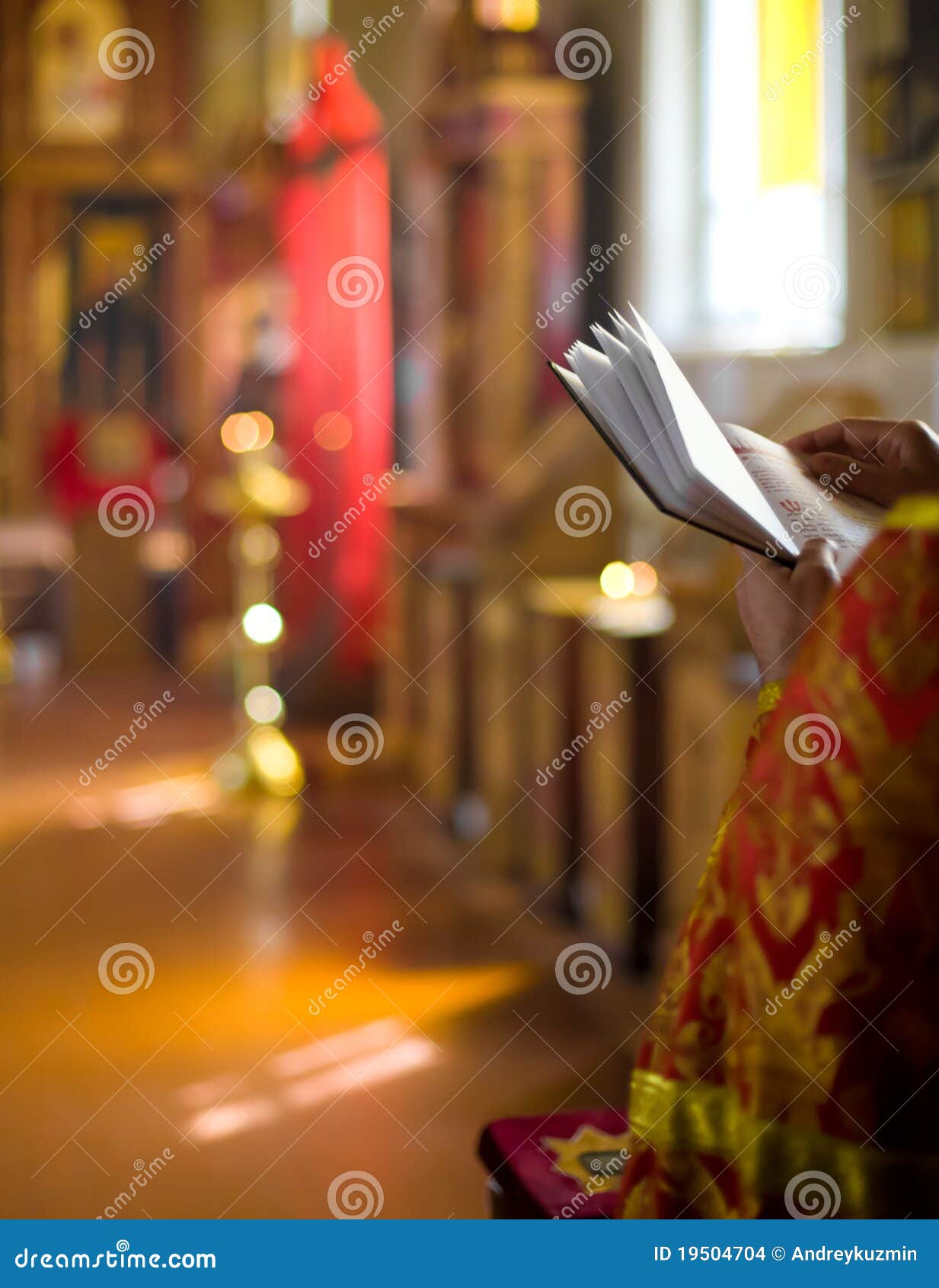 Priest Reading Bible in Orthodox Church Interior Stock Photo - Image of ...