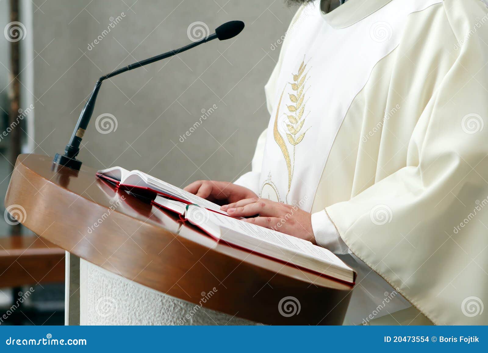 Priest Reading Open Holly Bible Stock Photo - Image of saints, book ...