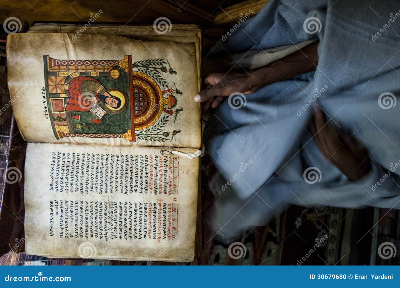 Priest is Showing an Ancient Book in Ethiopia Stock Photo - Image of ...