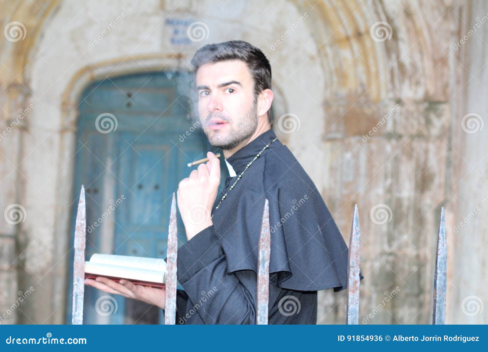 Priest Smoking while Taking a Break Stock Photo - Image of male, good ...