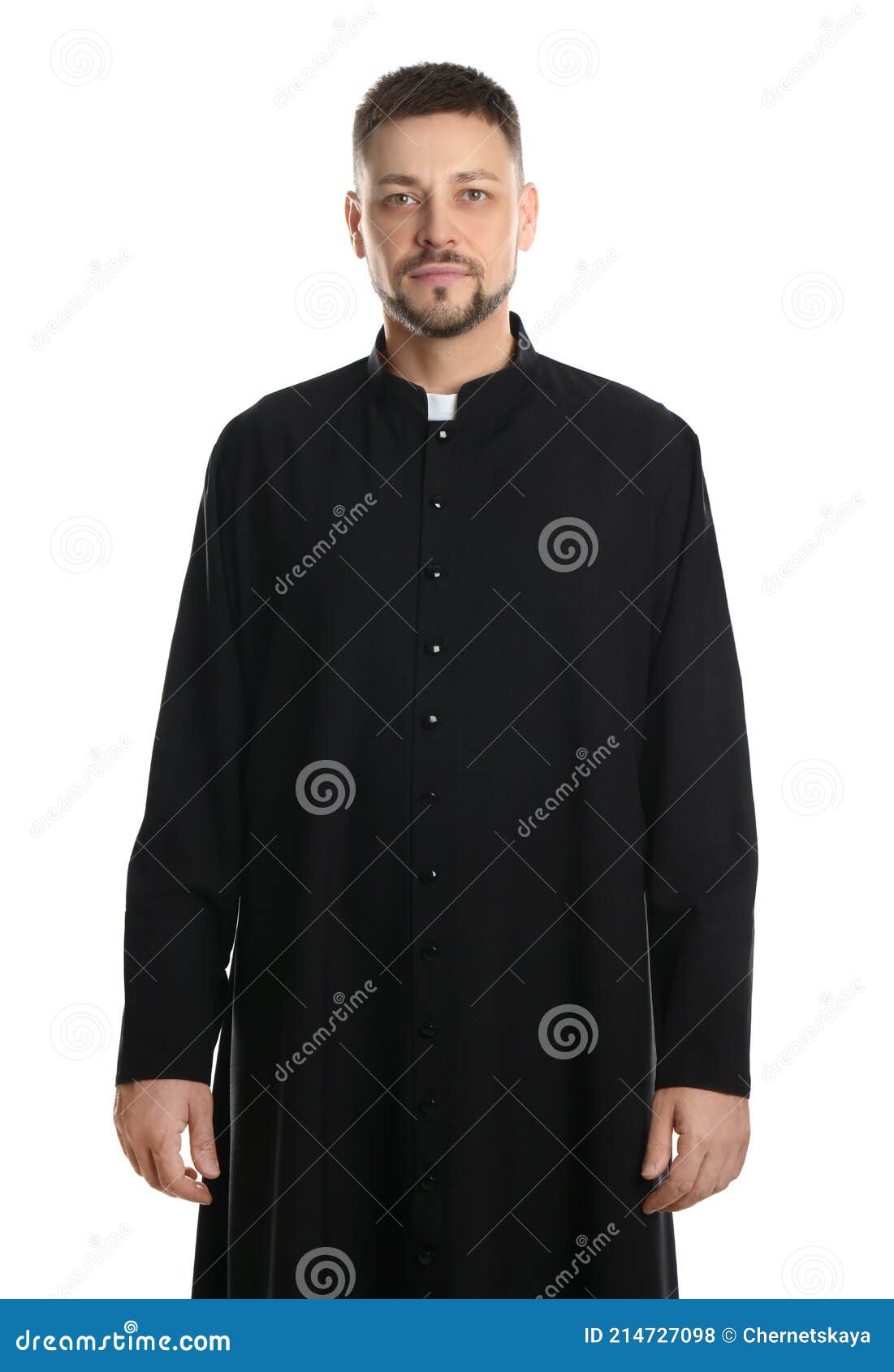 Priest Wearing Cassock with Clerical Collar on White Background Stock ...