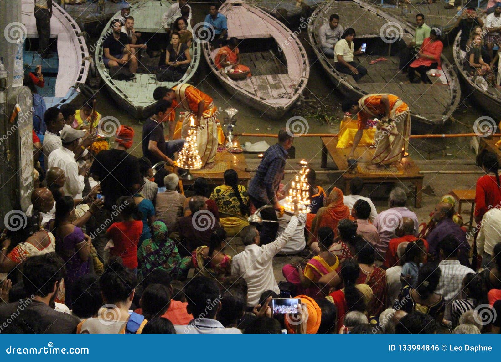 The Priests are Dancing with Fire, Doing the Ritual in Varanasi ...