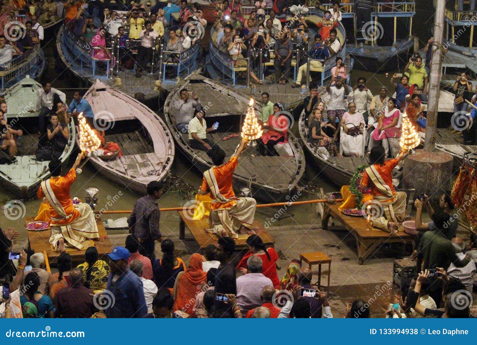 The Priests are Dancing with Fire, Doing the Ritual in Varanasi ...