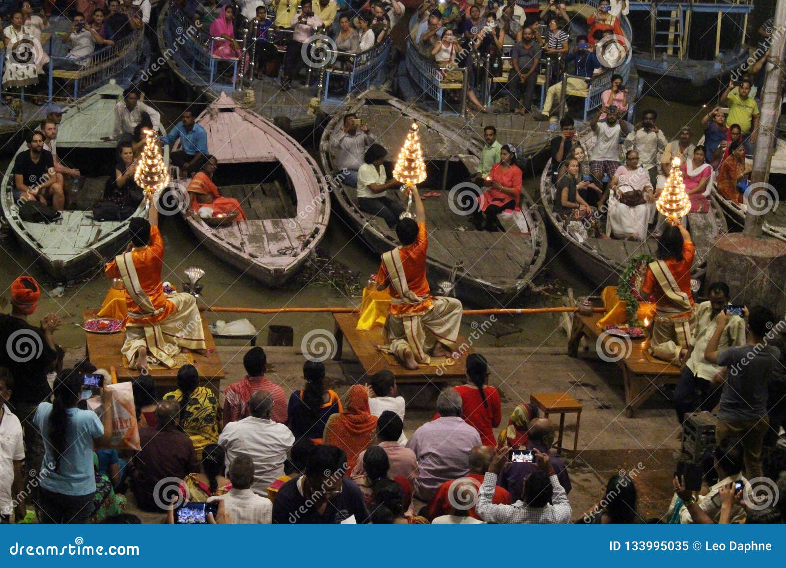 The Priests are Dancing with Fire, Doing the Ritual in Varanasi ...