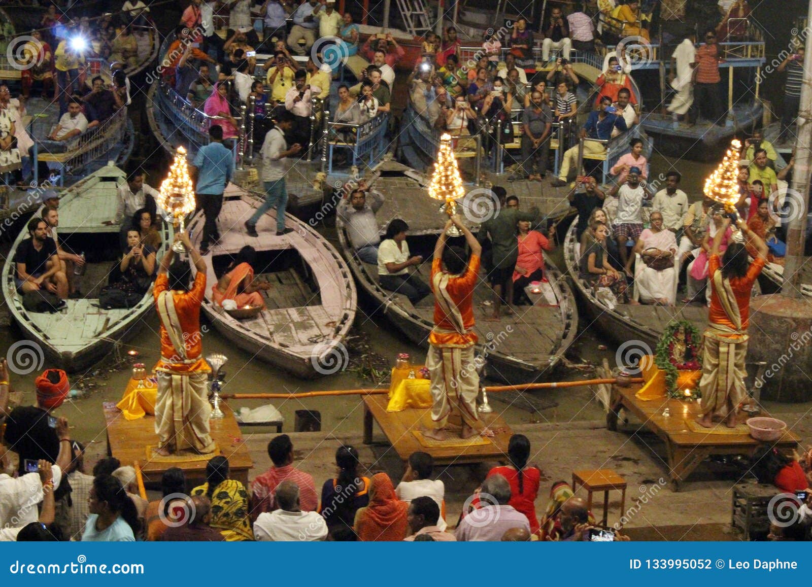 The Priests are Dancing with Fire, Doing the Ritual in Varanasi ...