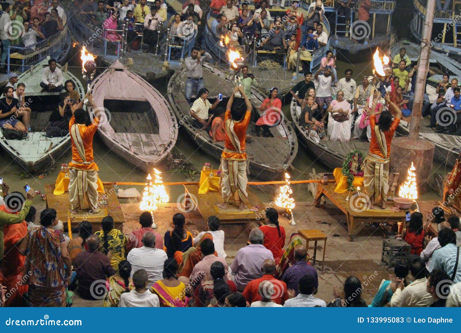 The Priests are Dancing with Fire, Doing the Ritual in Varanasi ...