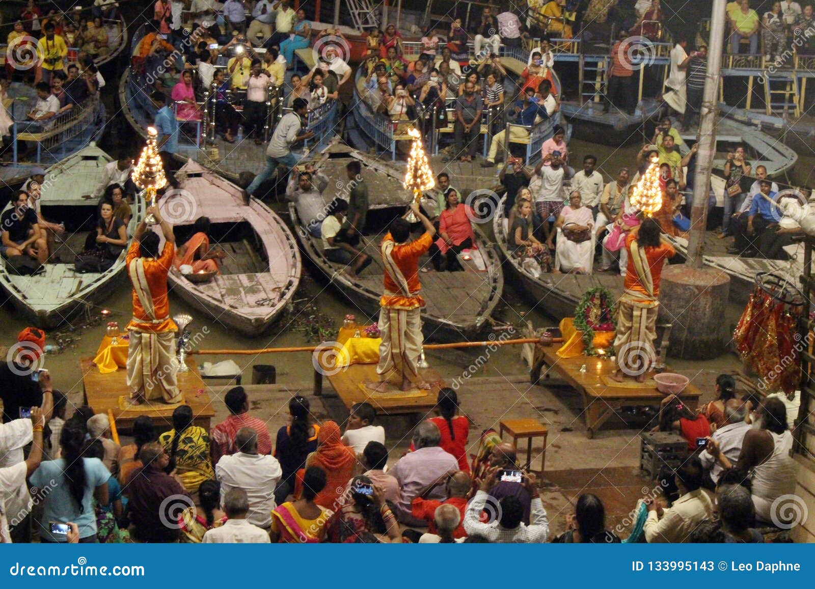 The Priests are Dancing with Fire, Doing the Ritual in Varanasi ...