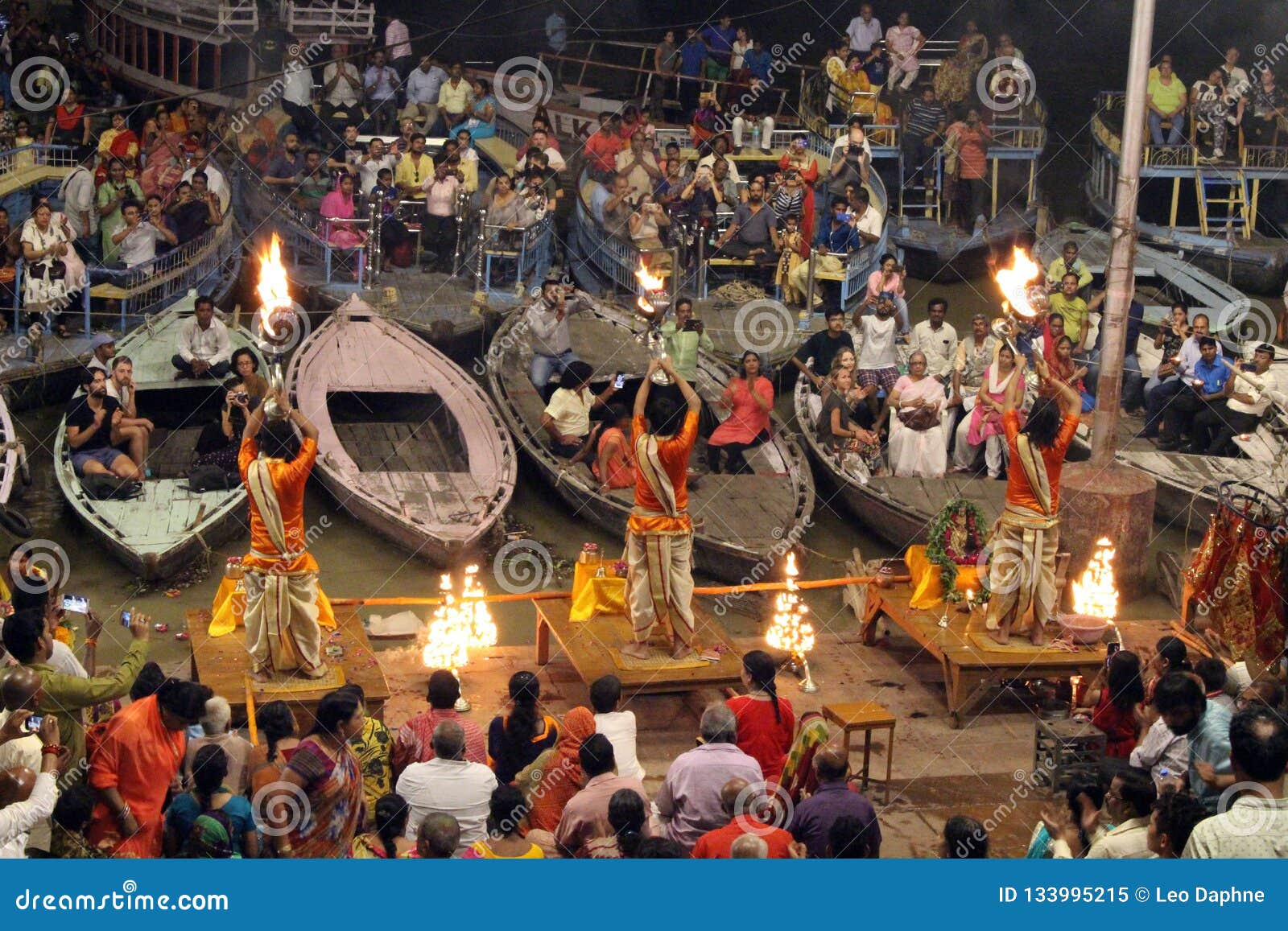 The Priests are Dancing with Fire, Doing the Ritual in Varanasi ...