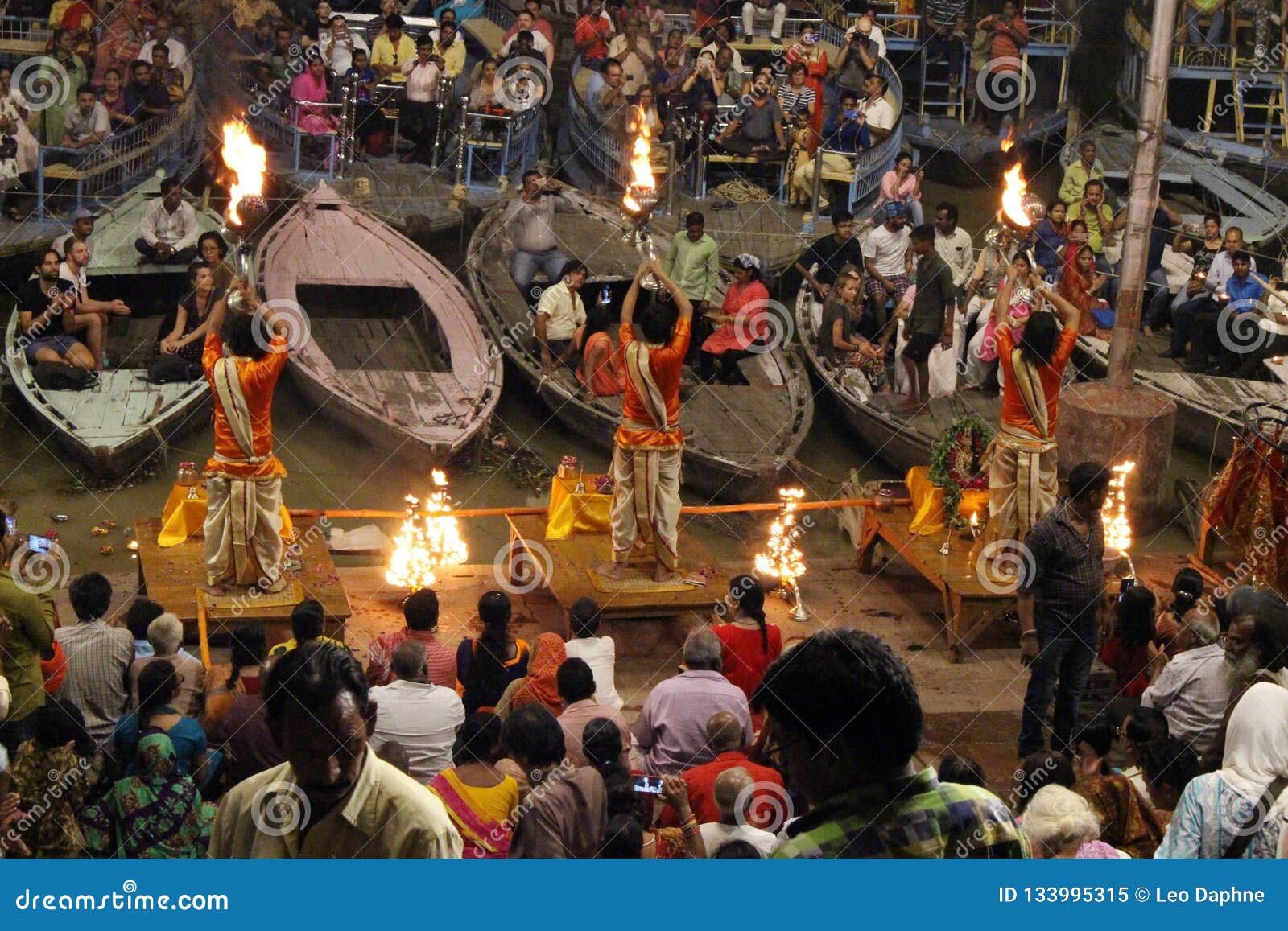 The Priests are Dancing with Fire, Doing the Ritual in Varanasi ...