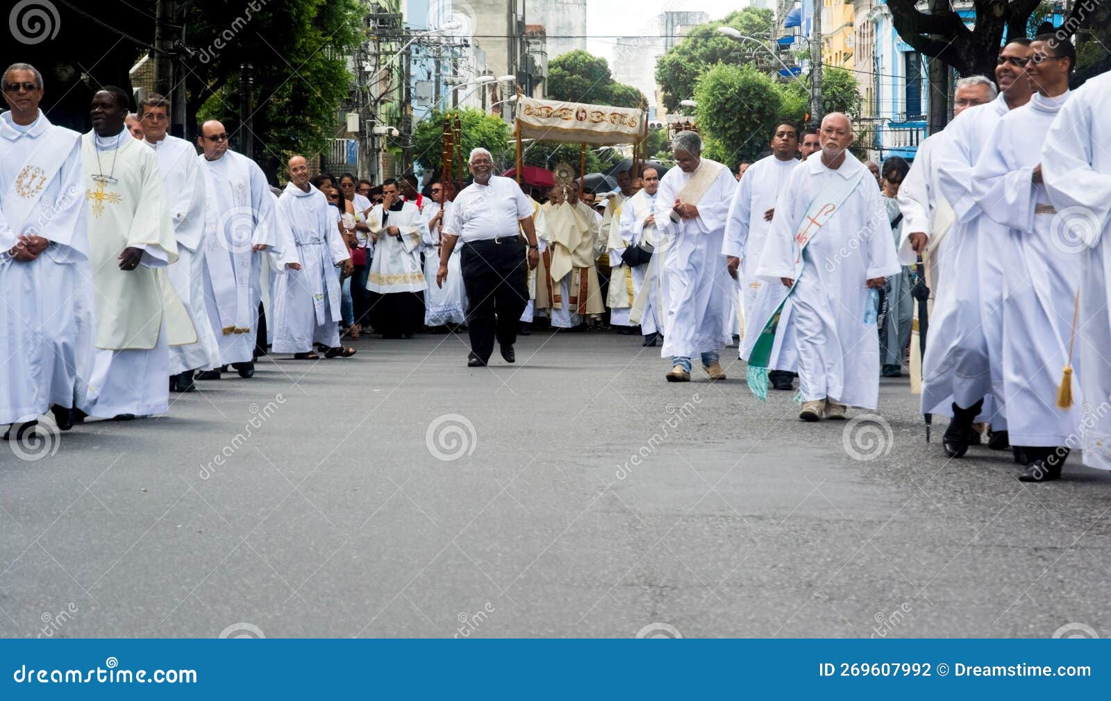 Priests Walking in Line during the Corpus Christ Procession Editorial ...